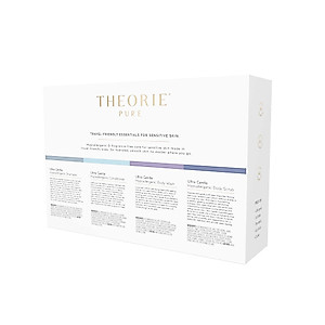 THEORIE PURE Travel Size Toiletries Set - Hypoallergenic Shampoo, Conditioner, Body Wash & Face Scrub - Fragrance-Free, No Sulfates or Parabens - Clean Beauty Essentials for Hair & Skin