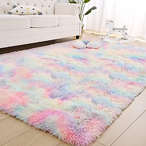 Zareas Cream White Area Rug for Living Room 5x8 Feet Fluffy Rug Shaggy Throw Rug for Bedroom Nursery Kids Playroom Dorm Indoor Modern Soft Large Fuzzy Plush Rug Furry Carpet Home Decor