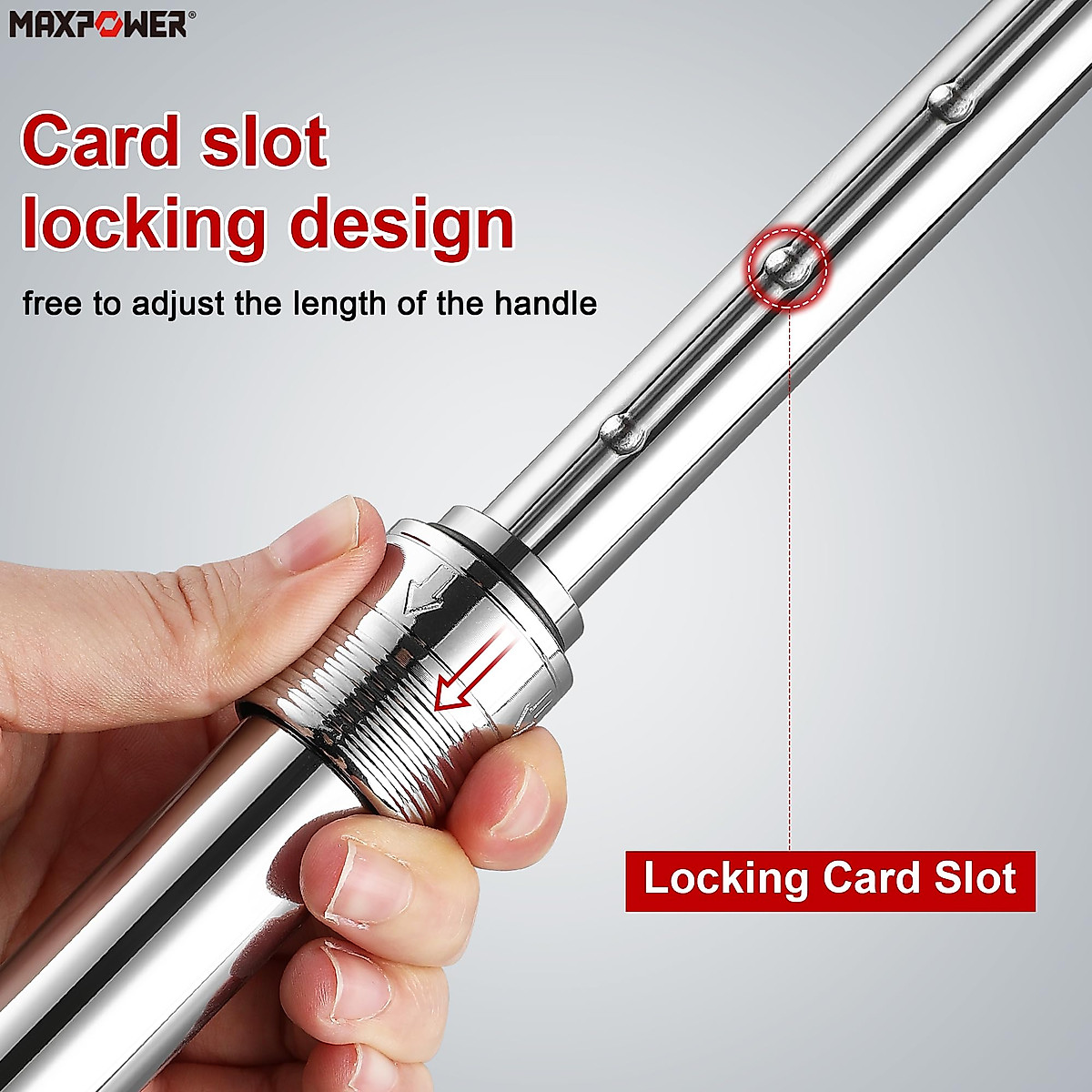 MAXPOWER 1/2-Inch Drive Extendable Ratchet Wrench, 1/2 Inch Drive Ratchet Socket Wrench, Quick Release 72-Tooth Reversible Ratcheting Feature(17 1/8" - 22 5/8" Length)