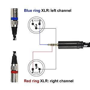 Mugteeve 3.5 mm to Dual XLR Male Y Splitter Cable, 10 Feet Stereo 1/8 Mini TRS Headphone Jack to L/R Double XLR Male Aux Cord, Noise Free, Nylon Braided, for Studio Monitor Speaker and Phones