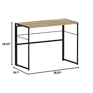 Furinno Riau No Tool/No Assembly/Folding Metal Frame Computer Desk, Sonoma Oak/Black