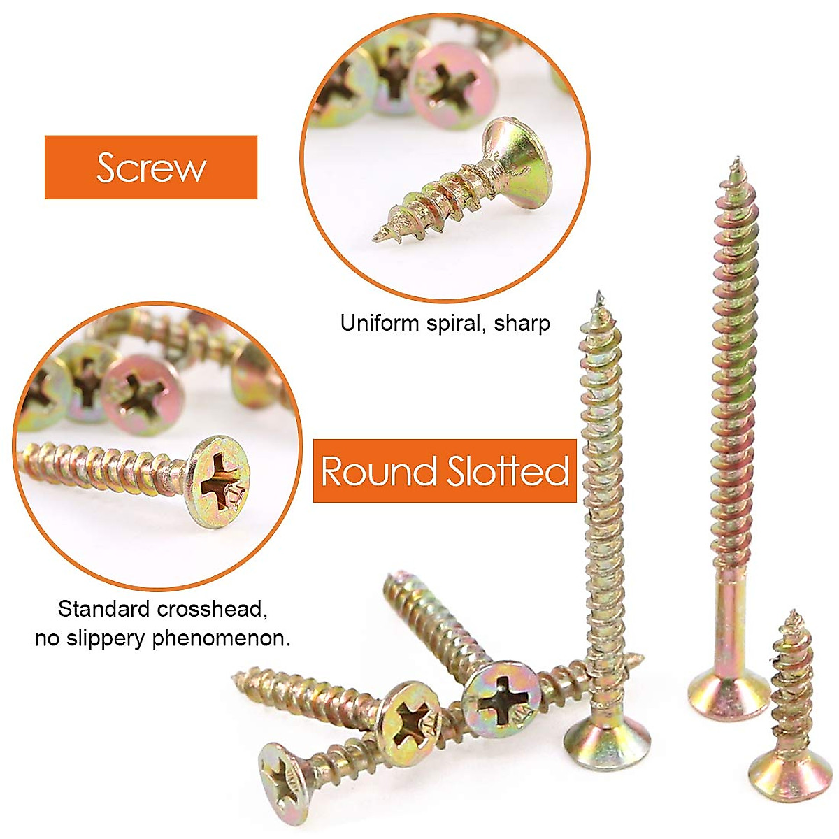 Rustark 420 Pcs [#7 5/8'' to 2-1/2''] Zinc Plated Coarse Thread Phillips Drywall Screws with Bugle Head Assortment Kit for Drywall Sheetrock and Wood