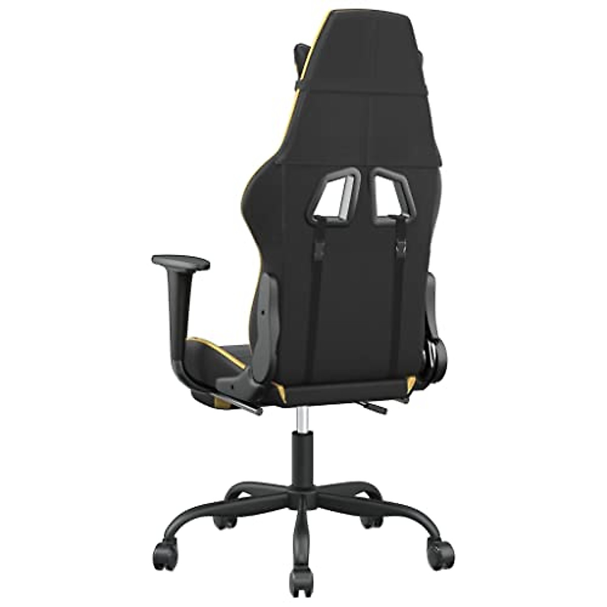 Higsose PC Gaming Chair with Footrest Black and Gold Faux Leather 26"x22"x(47.4"-51.6") Bedroom Adjustable Backrest and Height Computer Chair Home Office Chair with 360 Degree Swivel Design