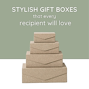 Soul & Lane Kraft Paper Decorative Gift Boxes with Lids and Magnetic Closure (Set of 4): Nesting Rectangle Flip Top Cartons, Stackning Empty Baskets for Gifts, Stylish Mache Packaging Containers