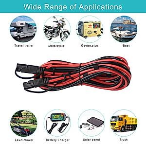 SAE Extension Cable 12AWG - 15FT SAE to SAE Extension Cord, SAE Power Automotive Extension Cable, SAE Connector 2Pin Quick Disconnect Wire Harness for Trolling Motor RV Battery Motorcycle Cars Tractor