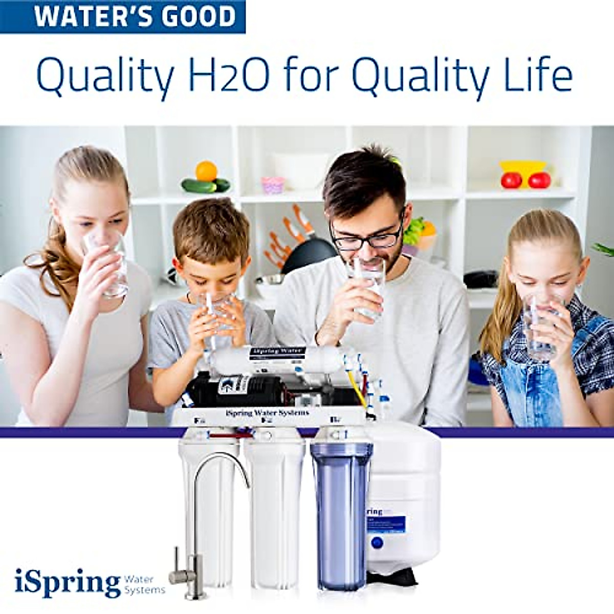 iSpring RCC100P High Capacity 5-Stage Under Sink Water Filter Reverse Osmosis RO Drinking Water Filtration System, 100 GPD, Performance-boosted