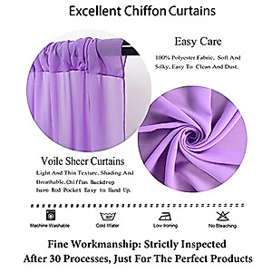 Chiffon Backdrop Curtain-2 Panels 29x96-Inch Wedding Backdrop Drapes Lavender Sheer Curtain Panels Tulle Backdrop Chiffon Fabric Photography Backdrop for Party (29''x96''x2pcs, Lavender)