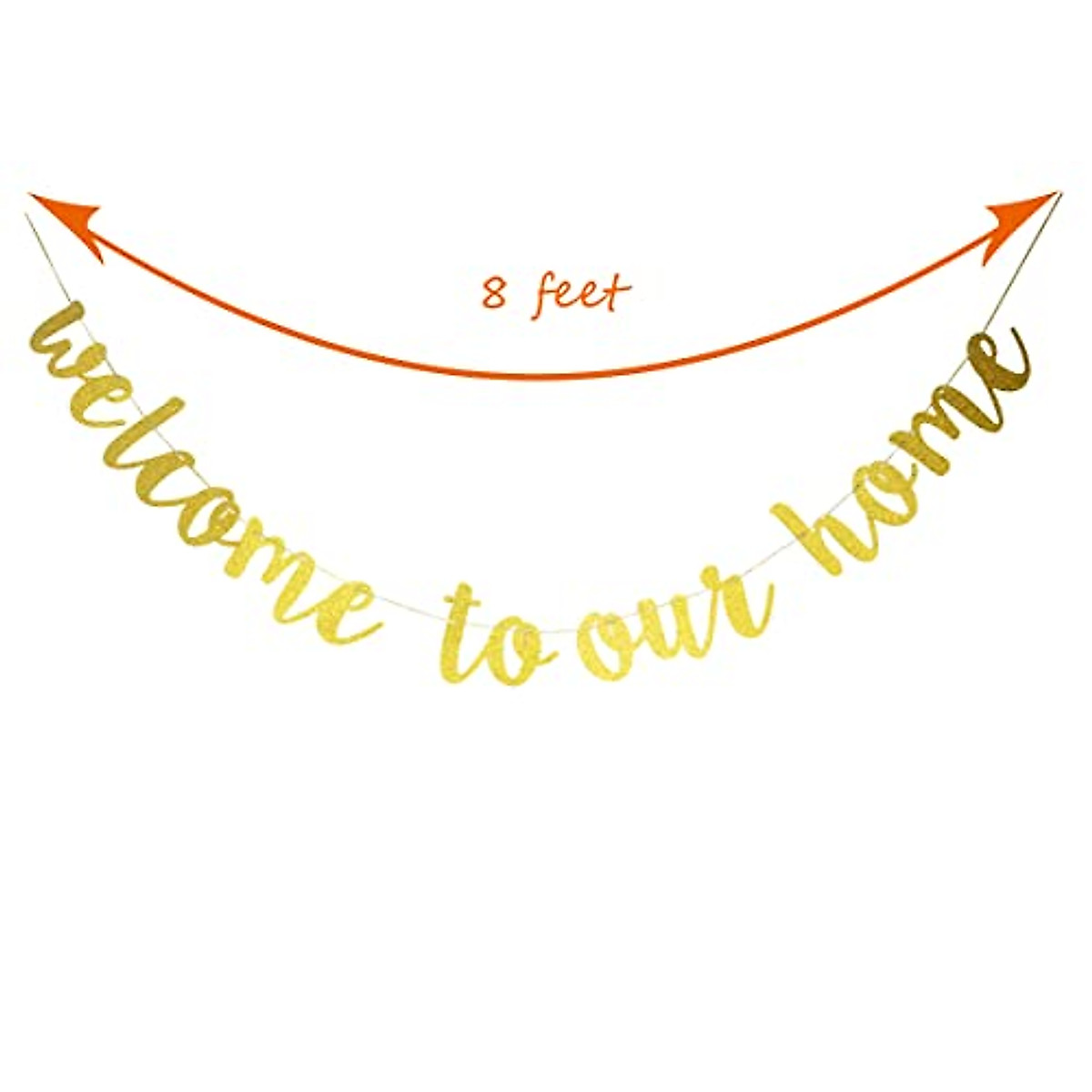 Starsgarden Glitter Gold Welcome to Our Home Banner for Housewarming Patriotic Military Decoration Family Party Supplies Cursive Bunting Photo Booth Props Sign(Gold Welcome Home)