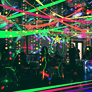 508ft UV Neon Paper Garland Crepe Streamers Glow in The Dark Party Supplies Garland Neon Party Decorations Streamers for Blacklight Reactive Fluorescent Wedding Birthday Party Decorations