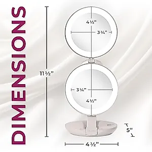 Zadro 4.5" Round LED Compact Mirror 10X/1X Travel Mirror with Lights and Magnification 3 AAA batteries LED Makeup Mirror