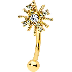 Body Candy 16G PVD Steel Eyebrow Jewelry Cartilage Tragus Daith Conch Rook Clear Accent Eyebrow Ring 5/16”