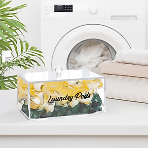 LENIUM Dryer Sheet Holder for Laundry Organization and Storage , Set of 2 Clear Dryer Sheet Dispenser 7.3x5x3.7, Laundry Pods Container with Lid Modern Sleek Design, Container with Lid, Laundry Pods