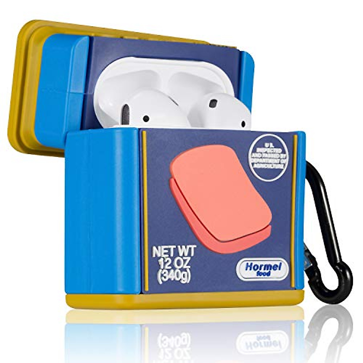 Mulafnxal for Airpods 1&2 Case, Cute 3D Funny Cartoon Food Soft Silicone Protective Airpod Cover, Stylish Fun Cool Design Shockproof Skin, Fashion Cases for Girls Kids Teens Air pods (Lunch Meat)