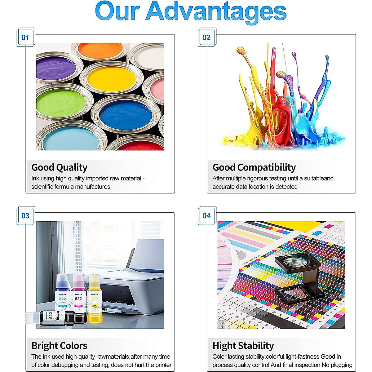 DLMELHOR Compatible for Epson 502 Refill Ink Bottle Kit T502 Premium Ink for EcoTank ET-2720 ET-2800 ET-2760 ET-2803 ET-4700 ET-3760 ET-15000 Printers 2xBlack, Cyan, Magenta, Yellow,5-Bottles 100ML