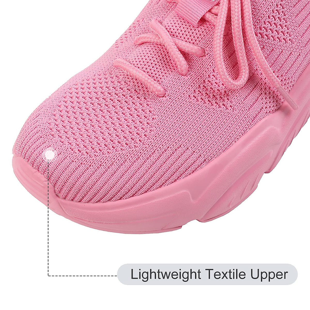Hasina Womens Walking Shoes Slip On Mesh White and Hot Pink Sneakers Lightweight Breathable Comfortable Casual Running Shoes （Pink,8.5）