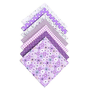 Artibetter Towel Sheets 7pcs Patchwork Fabric Quilting Fabric Squares Cotton Precut Quilt Sewing Floral Fabrics for DIY Craft (Purple) Quilted Fabric