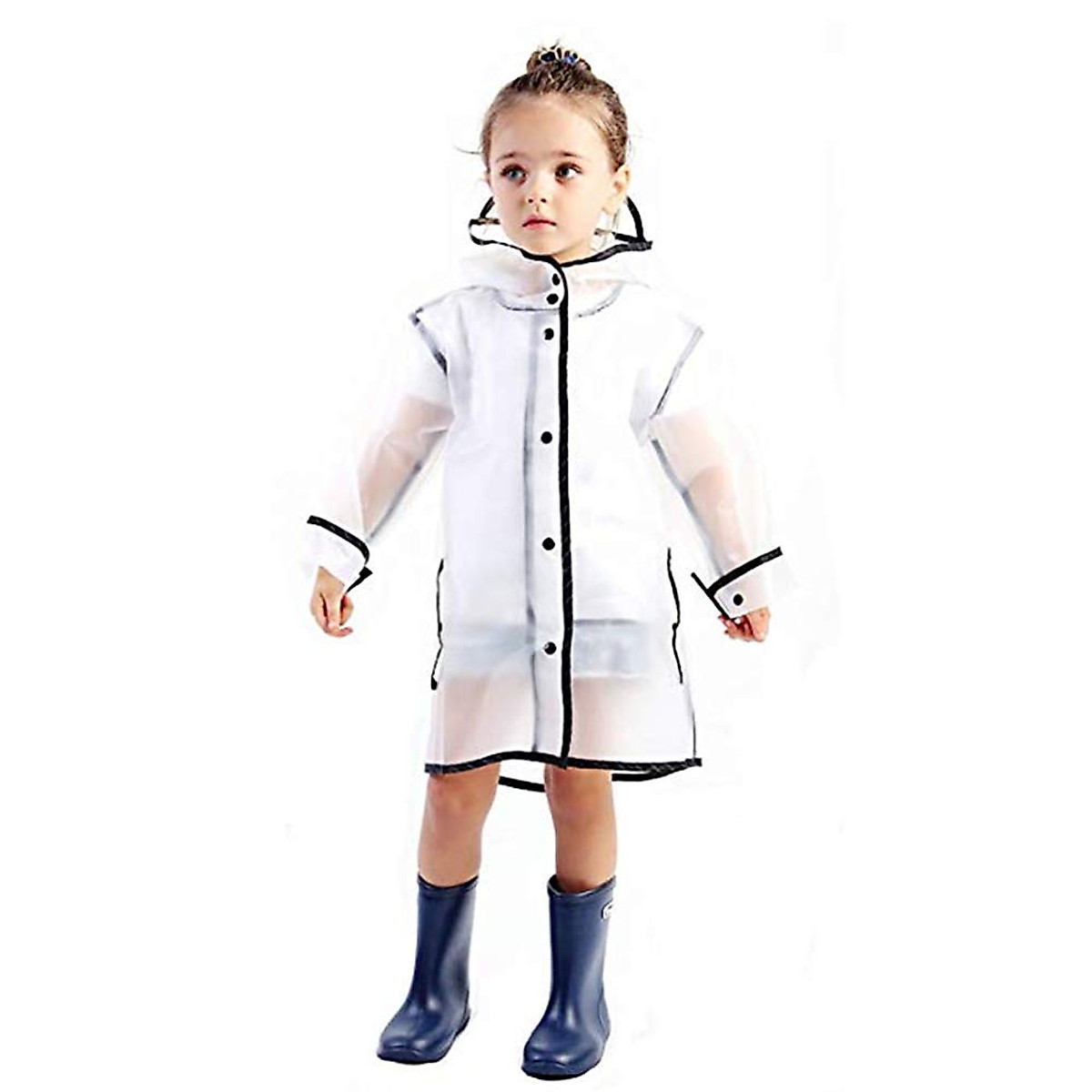 Kids Raincoat EVA Rain Poncho,Portable Hooded Poncho Jacket Rain Coat for Boys Girls Children (M,Reference height: 31.49-39.37 In)