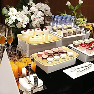 10PCS Gold Rectangle Trays, Heavy Duty Disposable Paper Cardboard for Platters, for Elegant Dessert Table Serving Parties, Cupcake Display, Birthday Party, Dessert, Weddings