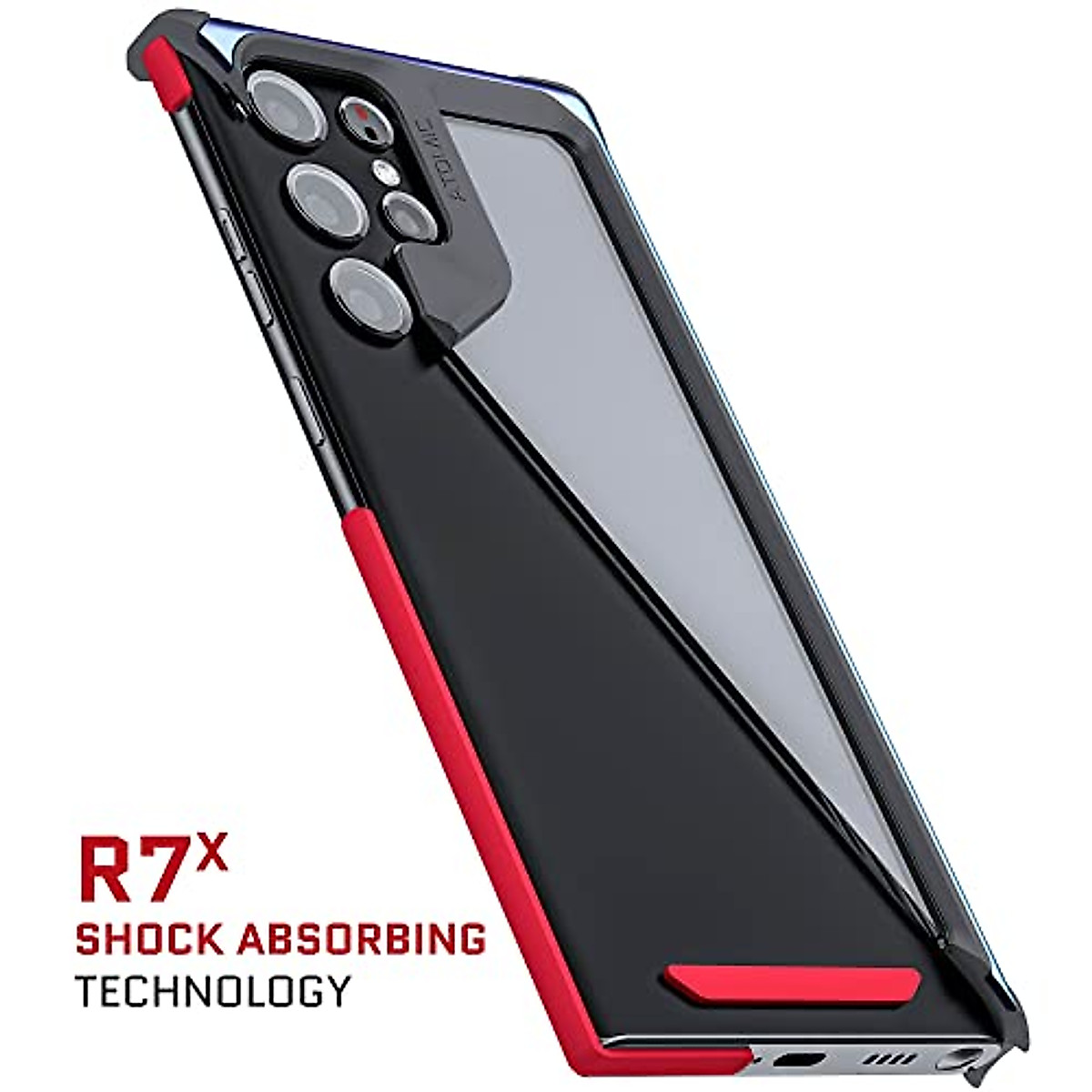 Ghostek ATOMIC slim S22 Ultra Phone Case with Clear Back, Iridescent Aluminum Bumper and S-Pen Stylus Cutout Shockproof Phone Cover Designed for 2022 Samsung Galaxy S22 Ultra 5G (6.8 Inch) (Prismatic)