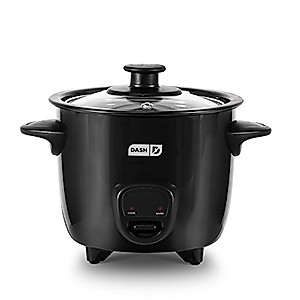 DASH Mini Rice Cooker Steamer with Removable Nonstick Pot, Keep Warm Function & Recipe Guide, 2 cups, for Soups, Stews, Grains & Oatmeal - Black
