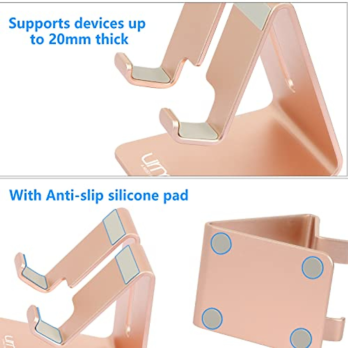 Urmust Cell Phone Stand for Desk Phone Holder Dock Cradle Stand for iPhone 14 13 12 11 Pro Max X Xr 8 Plus 7 6,Tablet(4-10in) [2023 Updated Version] Gold
