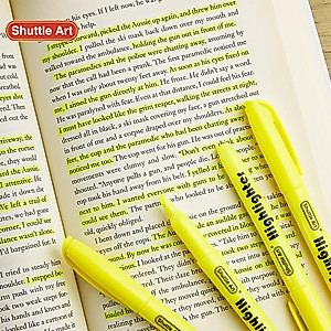 Shuttle Art 144 Pack Highlighters, Yellow Highlighter Pen Bulk with Versatile Chisel Tip Dry-Quickly Non-Toxic Highlighter Markers for Adults Kids Highlighting in Home School Office