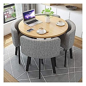 Kitchen Table Set, Office Conference Table Set Negotiation Table and Chair Combination Modern Design Round Table Balcony Living Room Dining Table Office Meeting Room (Color : C) ( Color : Light Grey )