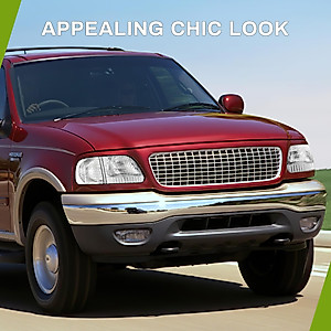 AUTOSAVER88 Headlight Assembly Compatible with 97-03 Ford F-150/97-02 Ford Expedition Pickup Headlamp Replacement Chrome Housing Clear Lens