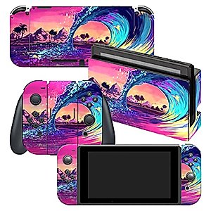 HK Studio Game Console Switch Skins - Meta Wave Game Console Switch Stickers with No Bubble, Waterproof - Game Console Switch Wrap Skin - Including Skin for Joy-Cons, Dock, Grip and Console