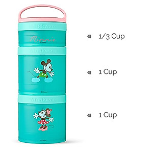 Whiskware Disney Stackable Snack Containers for Kids and Toddlers, 3 Stackable Snack Cups for School and Travel, Mickey and Minnie