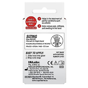 Mueller Sports Medicine Arthritis Compression Glove, Hand and Wrist Support, Fits Right or Left Hand, for Men and Women, Black, S/M