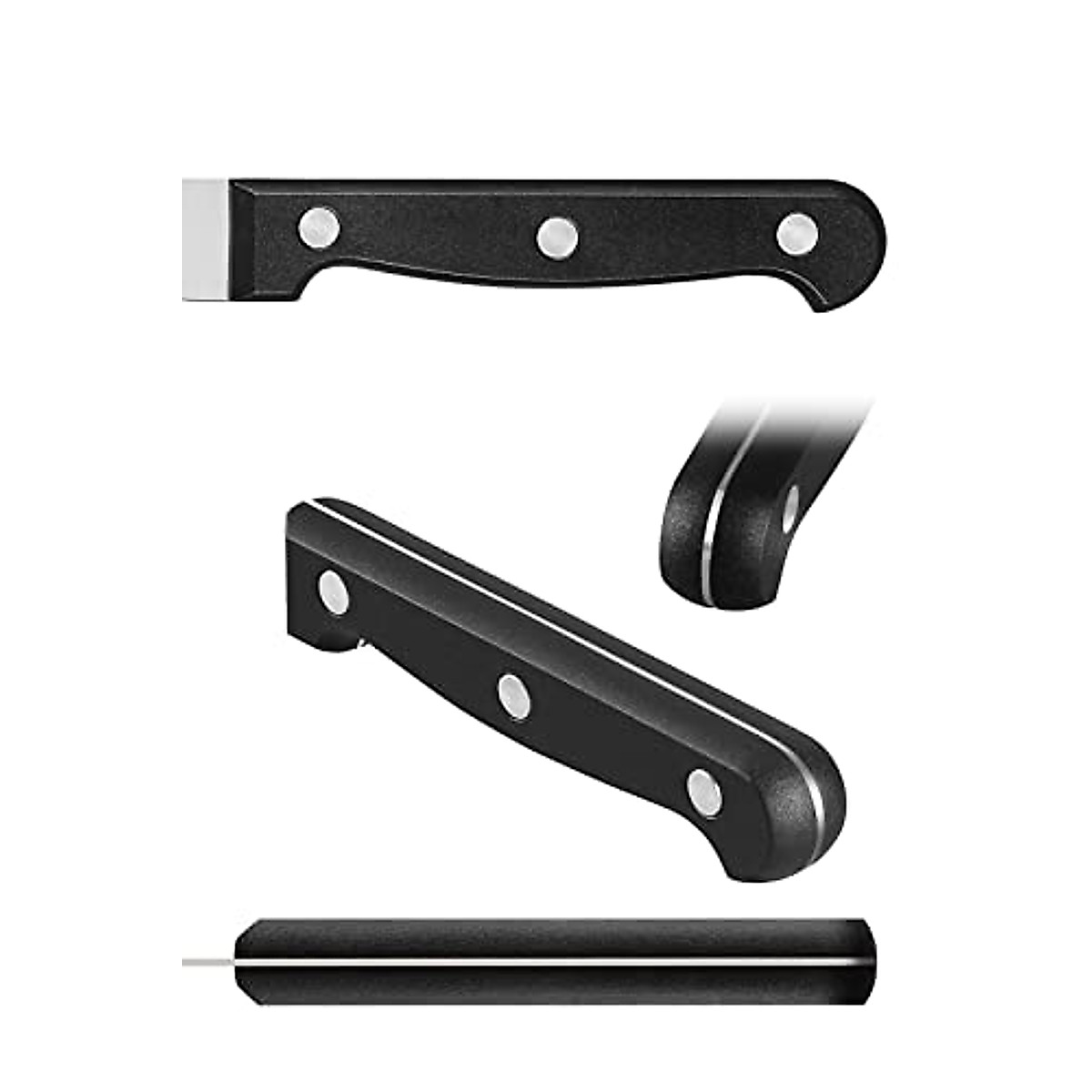 COKUMA Kitchen Knife, 3-Pcs Knife Set With Sheath, 8 Inch Chef Knife, 4.5 Inch Utility Knife, 4 Inch Paring Knife, Stainless Steel Chef Knife Set, Black