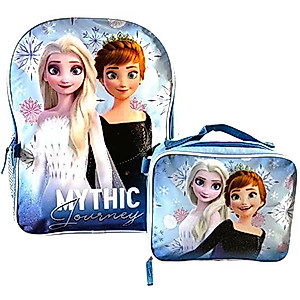 Frozen 15 Inch Kids Backpack With Removable Lunch Box (Blue)