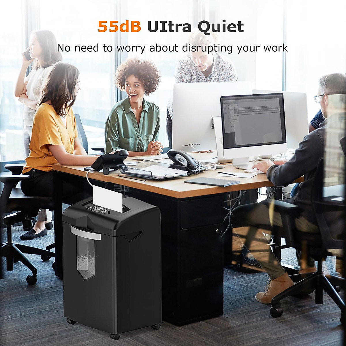 Bonsaii Heavy Duty Paper Shredder - 20 Sheets, 40 Min Continuous Shred, P-4 Security, Crosscut, Anti-Jam, CD/Credit Card/Staple Safe, 7 Gal Bin, Commercial Use C144-D