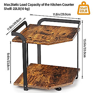 Cabinet Corner Shelves 2-Tier Kitchen Counter Corner Shelf Small Wood Countertop Organizer Shelves Spice Rack and Storage Racks for Bathroom Office and Living Room