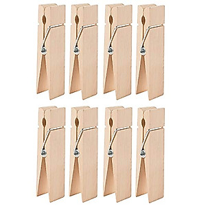 Jumbo Wooden Clothespins for Crafts (6 x 1.38 x 1.2 in, 8-Pack)