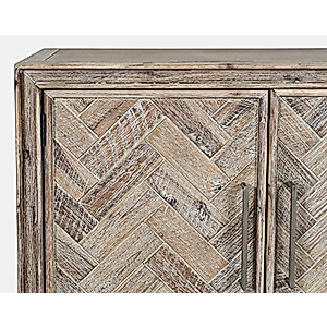 Jofran Gramercy Mid-Century Modern Chevron Two Door Accent Chest Cabinet, 40", Grey Wash