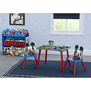 PZCXBFH Mickey Mouse 4-Piece Toddler Playroom– Set Includes Table and 2 Chairs and 6 Boxes of Toy Storage