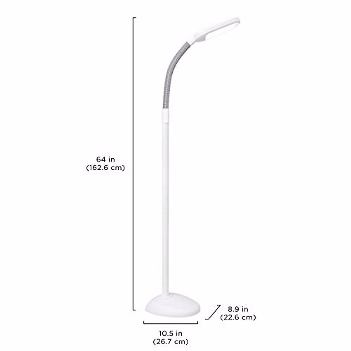 Verilux SmartLight Full Spectrum LED Modern Floor Lamp with Adjustable Brightness, Flexible Gooseneck and Easy Controls - Reduces Eye Strain and Fatigue - Ideal for Reading, Artists, Craft (White)