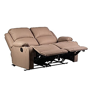 Camper Comfort 58" Wall Hugger Reclining RV Theater Seats | Double Recliner RV Sofa | RV Couch | Wall Hugger Recliner | RV Theater Seating | RV Furniture (Manual, Cappuccino)