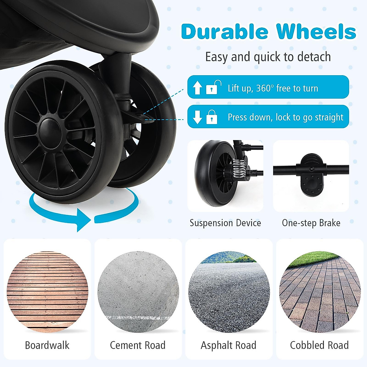 BABY JOY Jogging Stroller, Jogger Travel System with 5-Point Safety Harness, Adjustable Canopy/Backrest/Footrest, Storage Basket & Pocket, Lightweight Baby Stroller for Newborn Toddlers (Gray)