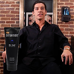 Hair Situation Mr. Cool Wet Look Hair Gel - Strong Hold, High Shine, Alcohol-Free, Clear Styling Formula, Anti-Humidity Frizz Control, Non-Flaking, Non-Greasy, Long-Lasting for All Hair Types 8 Fl Oz