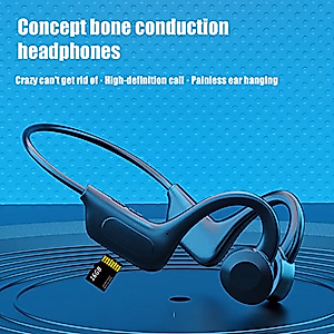 BD&M Wireless Bluetooth Open-Ear Headphones Waterproof Headset Microphone Hanging Earphone Bone Conduction Built-in with Mic for Sports Workouts and Running, Black