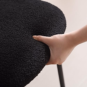 ZSARTS Black Rattan Barstools Set of 2, 26" Boucle Fabric Counter Height Bar Stools with Cane Back, Wicker Bar Chairs for Pub/Kitchen/Home Bar