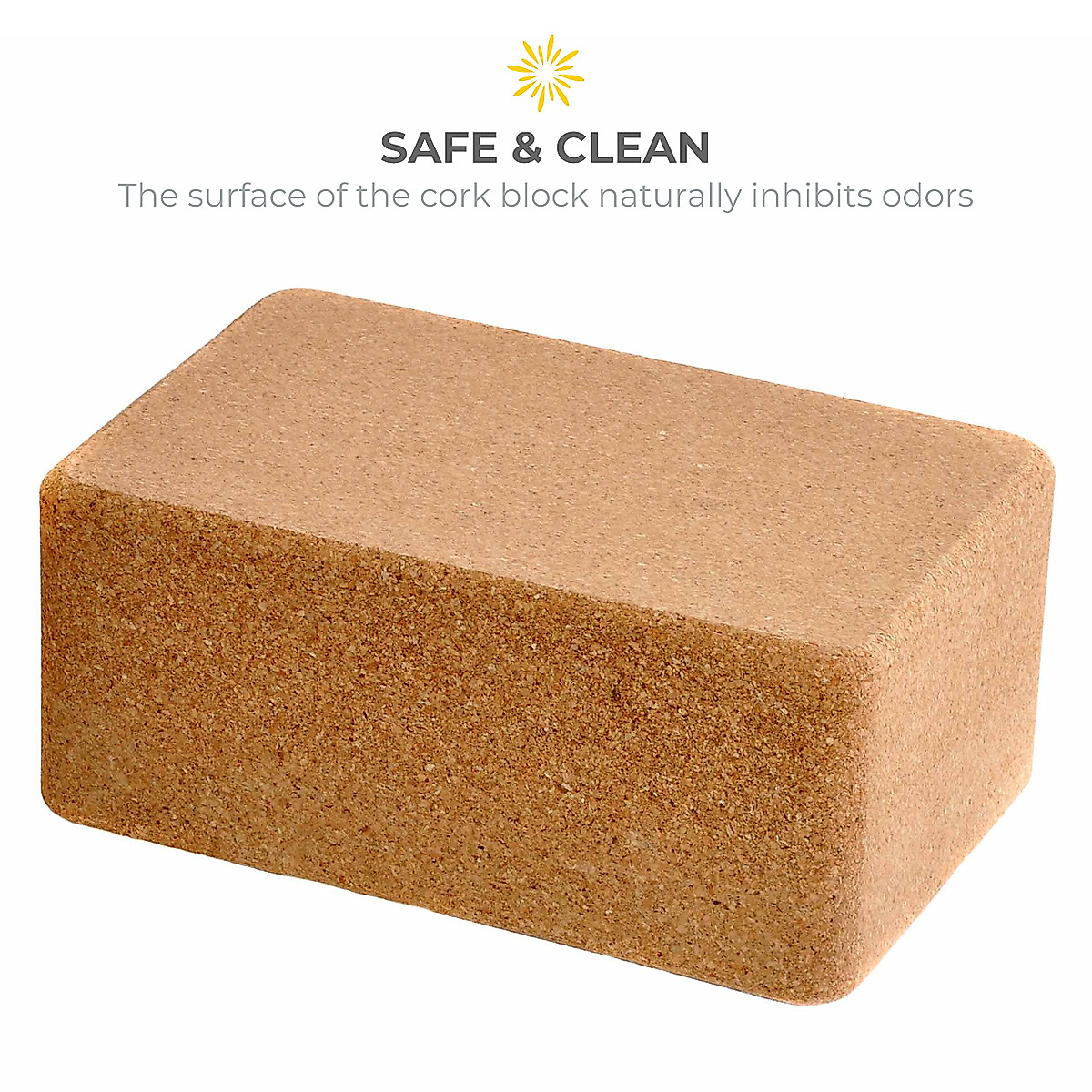 Sunshine Yoga 4" Cork Yoga Block, 6 Pack Bulk Yoga Blocks, Firm and Supportive Yoga Brick for Stretching, Pilates, and Workout, Balance Exercise Block for Schools and Studios, 4" x 6" x 9"