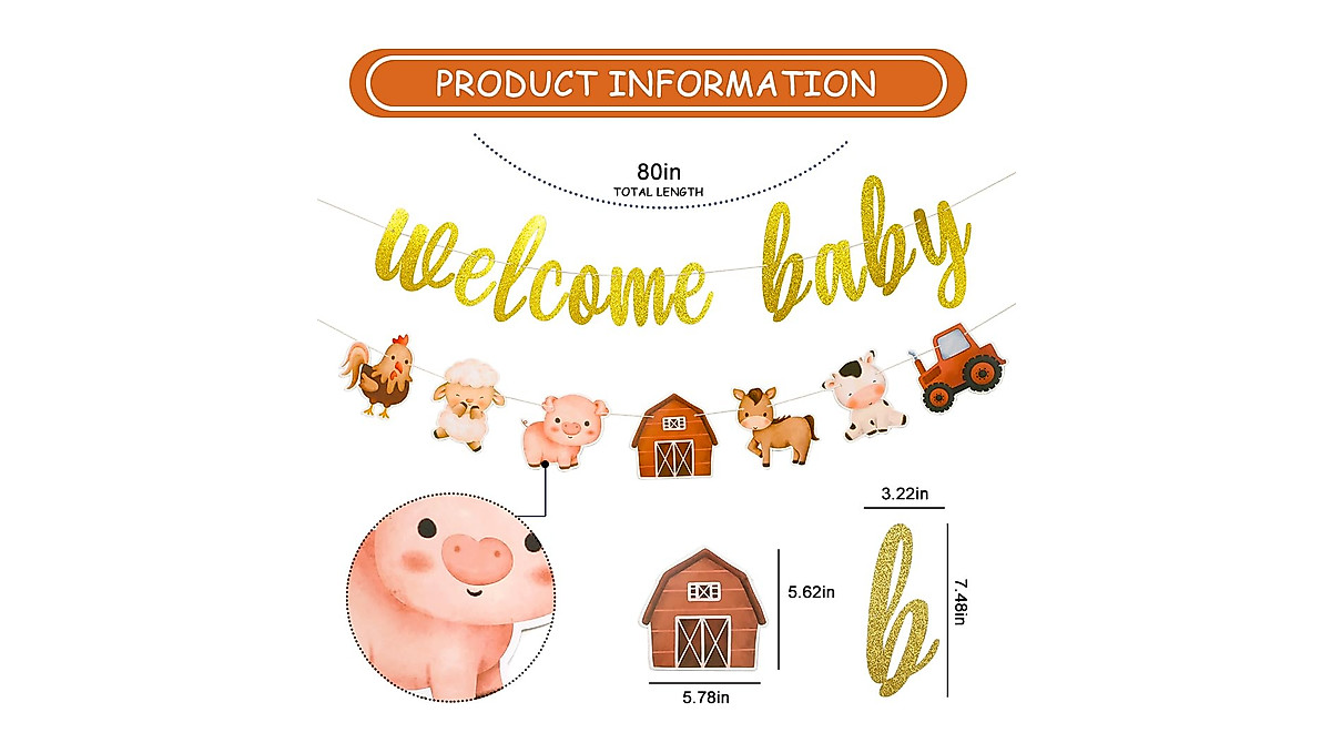 Farm Animals Birthday Banner - Cute Party Decorations