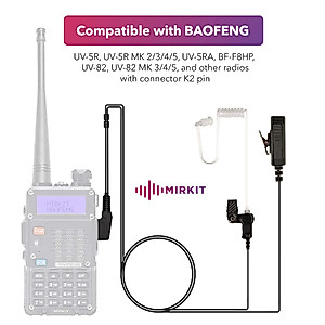 MIRKIT Bundle Get Earpiece Headset Mic for Free! MIRKIT Ham Radio Baofeng UV-5R MK4 8 Watt Max Power + MIRKIT Heavy Duty Baofeng Earpiece Headset Mic