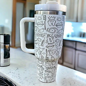 Silva lining designing Stainless Steel 40oz Tumbler - Keeps Drinks Hot/Cold, Engraved, Spill Proof, Dental Hygienist Gift - White, Insulated, Reusable, Dishwasher Safe