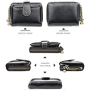 GGOOB Small Wallet for Women Zip Bifold Vintage Wallet Goth Purse Mini Leather Cash Wallets with Zipper Coin Pocket (Black,Small)