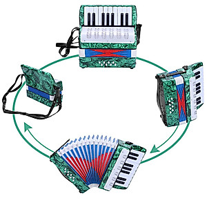 17 Key 8 Bass Piano Accordion with a Manual for Kids Adults(Green)